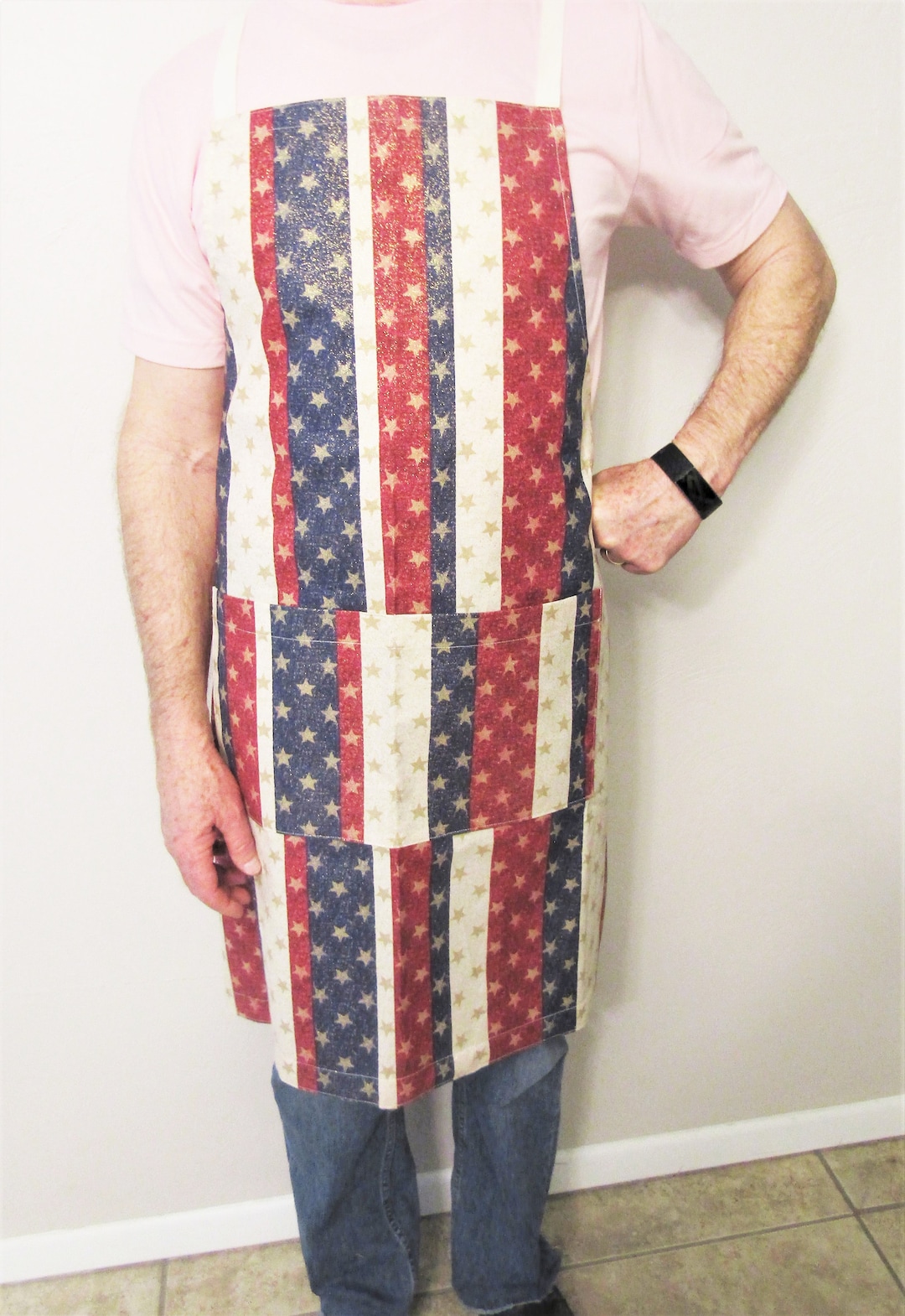 UNISEX Apron, FLAG PRINT Apron, Patriotic Print Apron, Red/white/blue ...