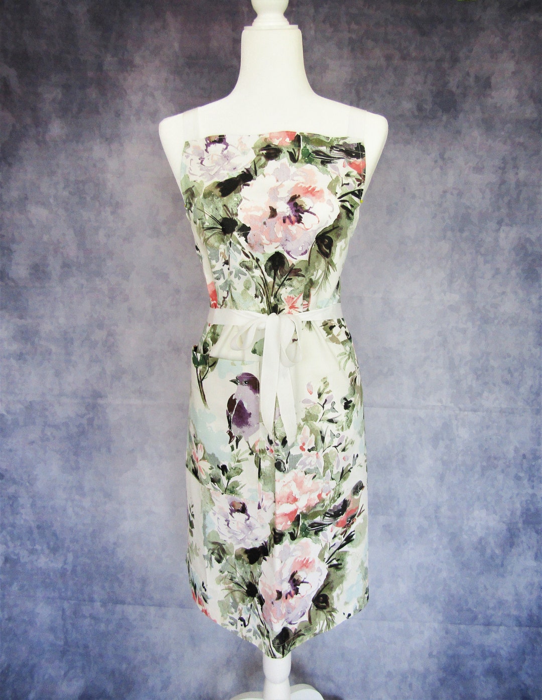 Vintage Floral Print Kitchen Apron: Full Coverage Chef Apron With ...