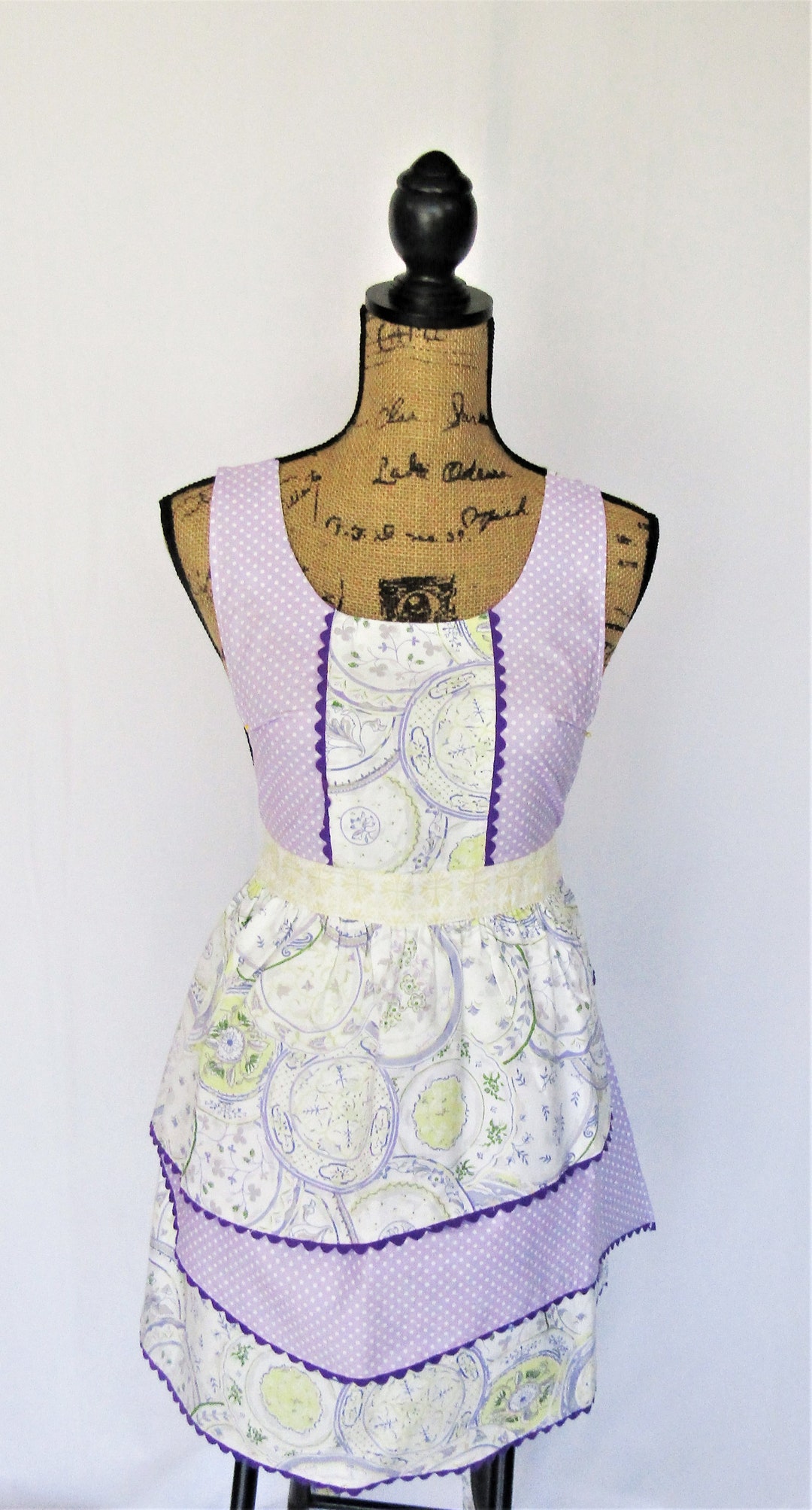 Full Kitchen Apron, Shabby Chic Apron, BOHO Print Apron, "tea ...