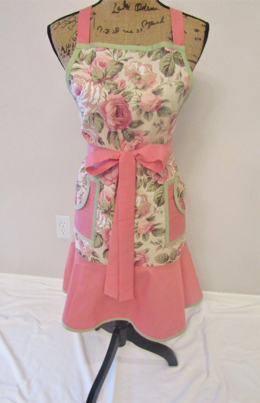 RETO APRON With FLOUNCE, Real Vintage Fabric - Etsy