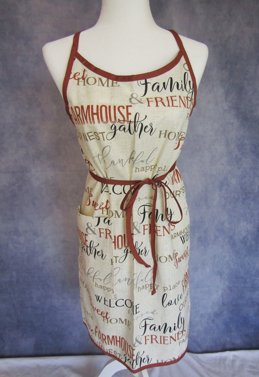 Vintage Inspired Word Print Kitchen Apron: Cream Cotton Canvas - Etsy