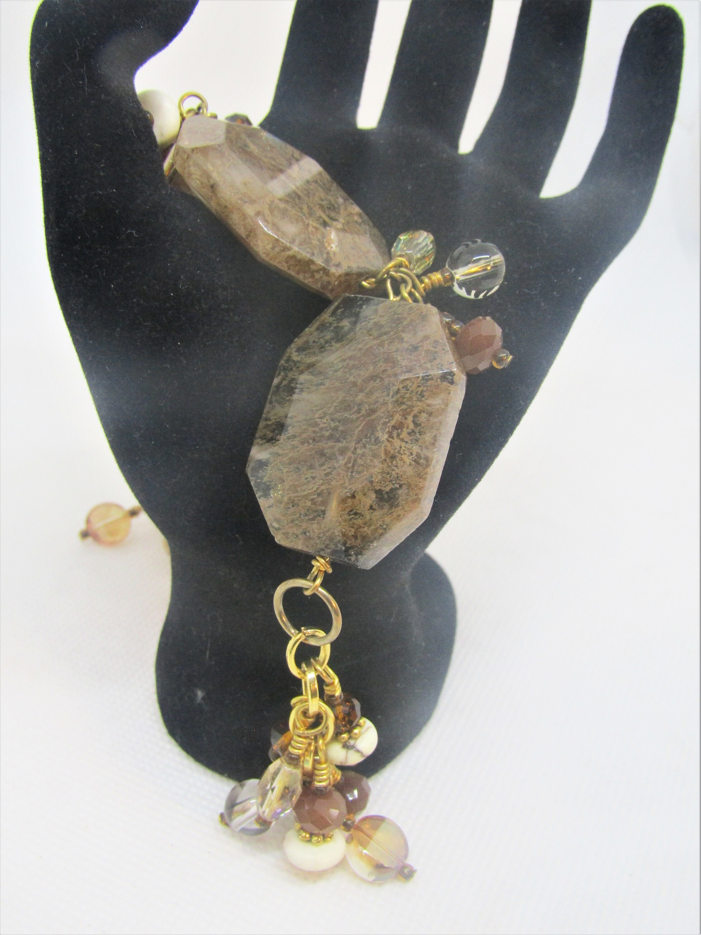 NATURAL STONE BRACELET Statement Bracelet Adjustable Length - Etsy