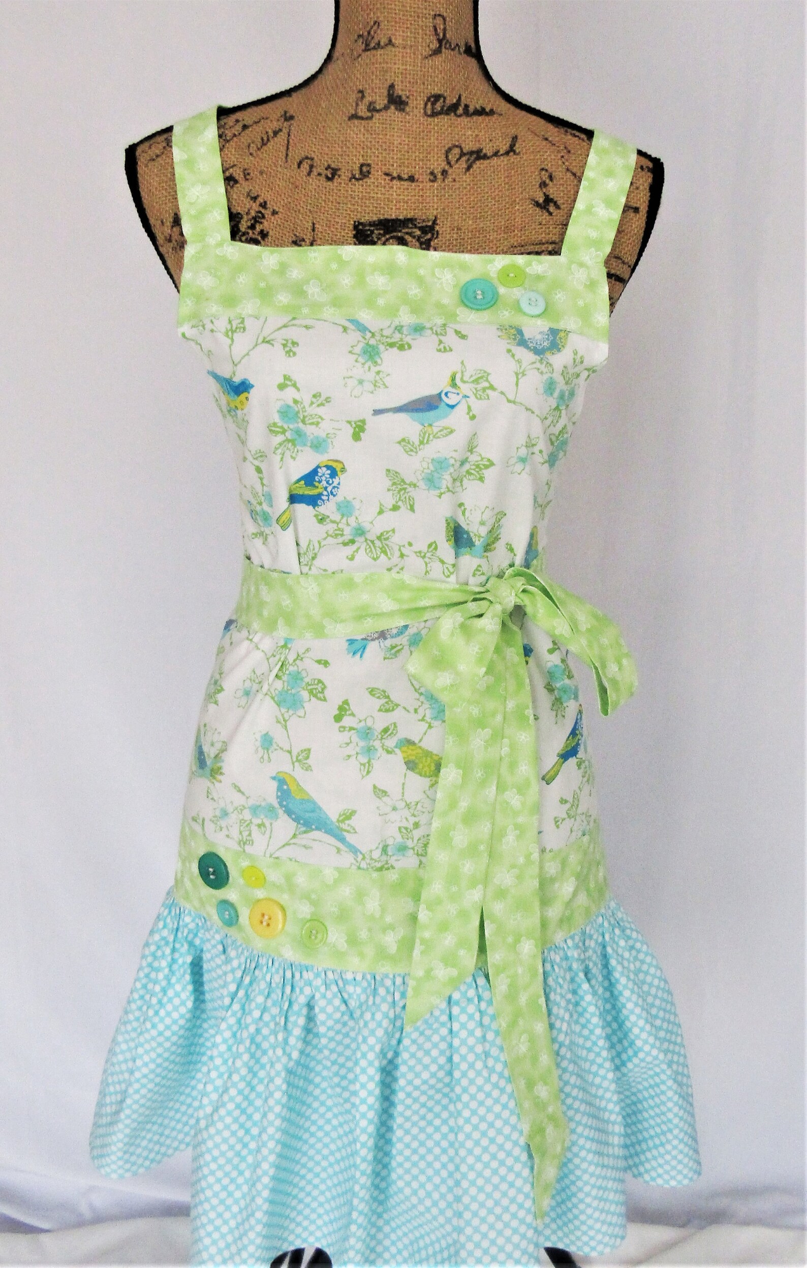 FULL KITCHEN APRON Shabby Chic Apron Vintage Style Ruffled | Etsy