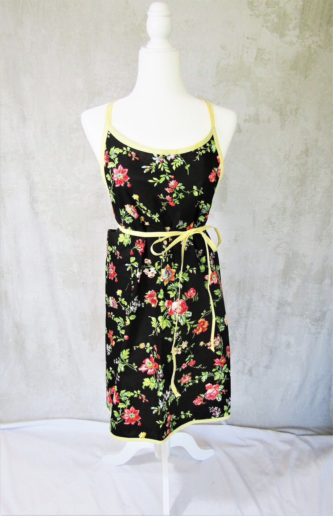 Reversible Floral Print Kitchen Apron: Chef-style Cotton Apron With ...