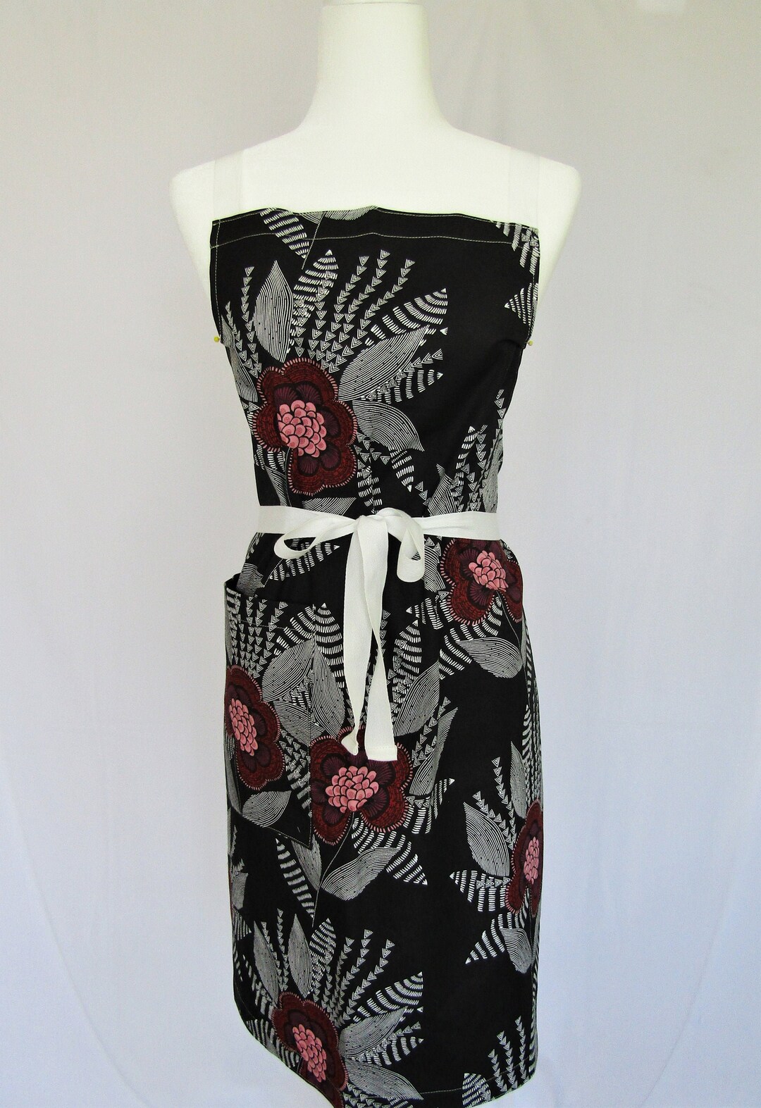 Boho Chef Apron: Floral Cotton Canvas, Adjustable Fit - Etsy