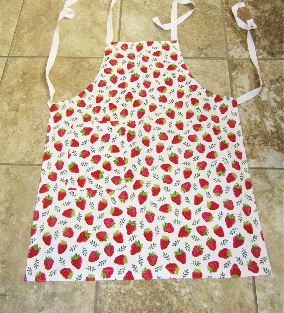 STRAWBERRY Print APRON, FRUIT Print Chef Apron With Pocket, Bright ...