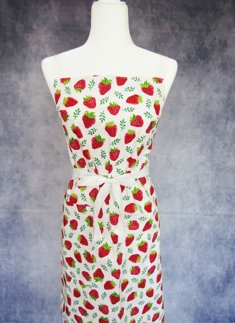 STRAWBERRY Print APRON, FRUIT Print Chef Apron With Pocket, Bright ...