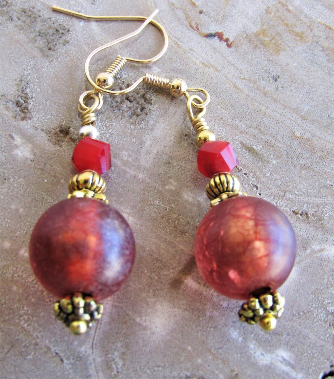 DIY EARRINGS KIT, Acrylic Bead Earrings Kit, Red Acrylic & Glass ...