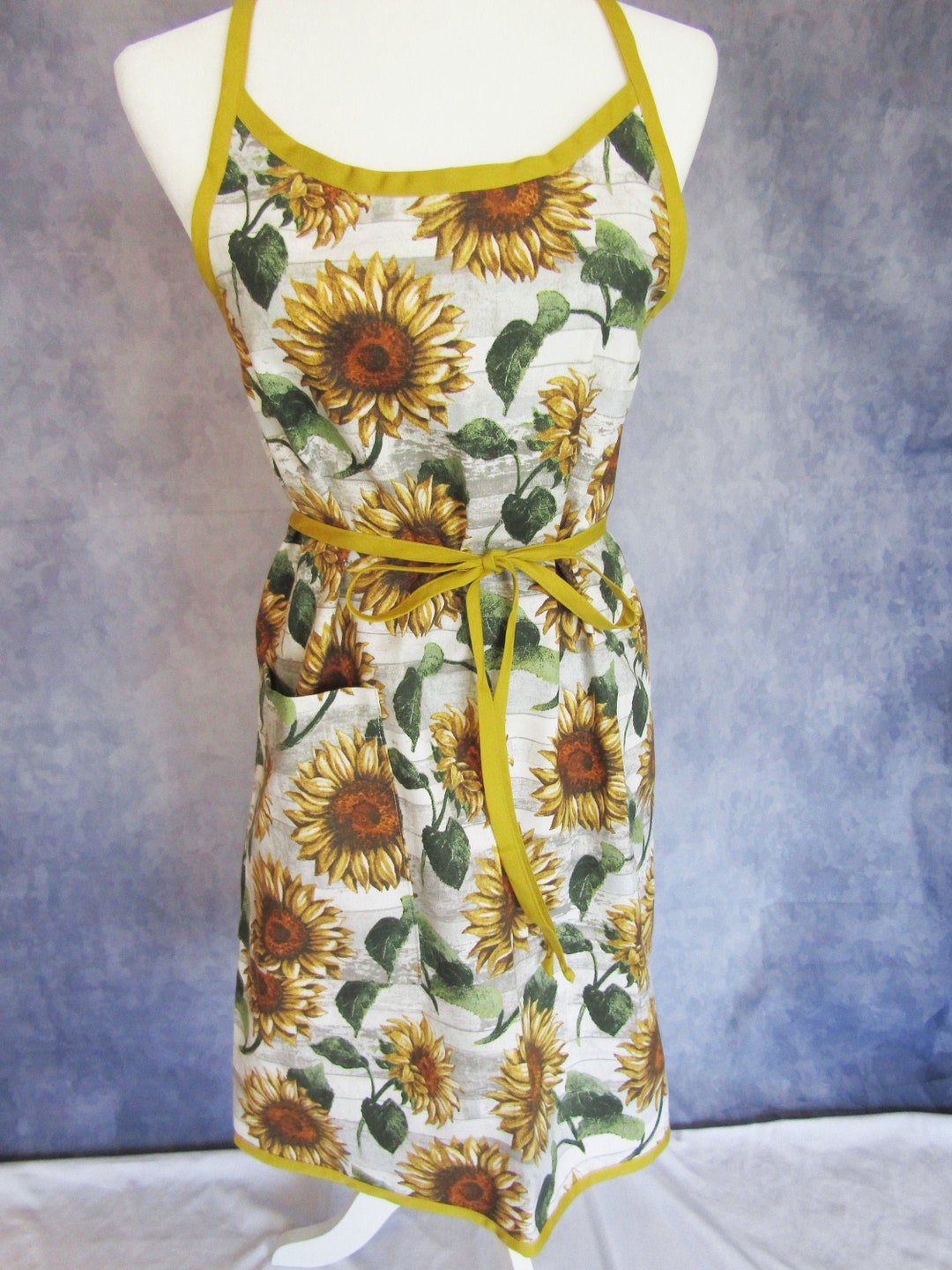 Full Kitchen Apron, Updated Chef-style Apron, SUNFLOWER Cotton Canvas ...