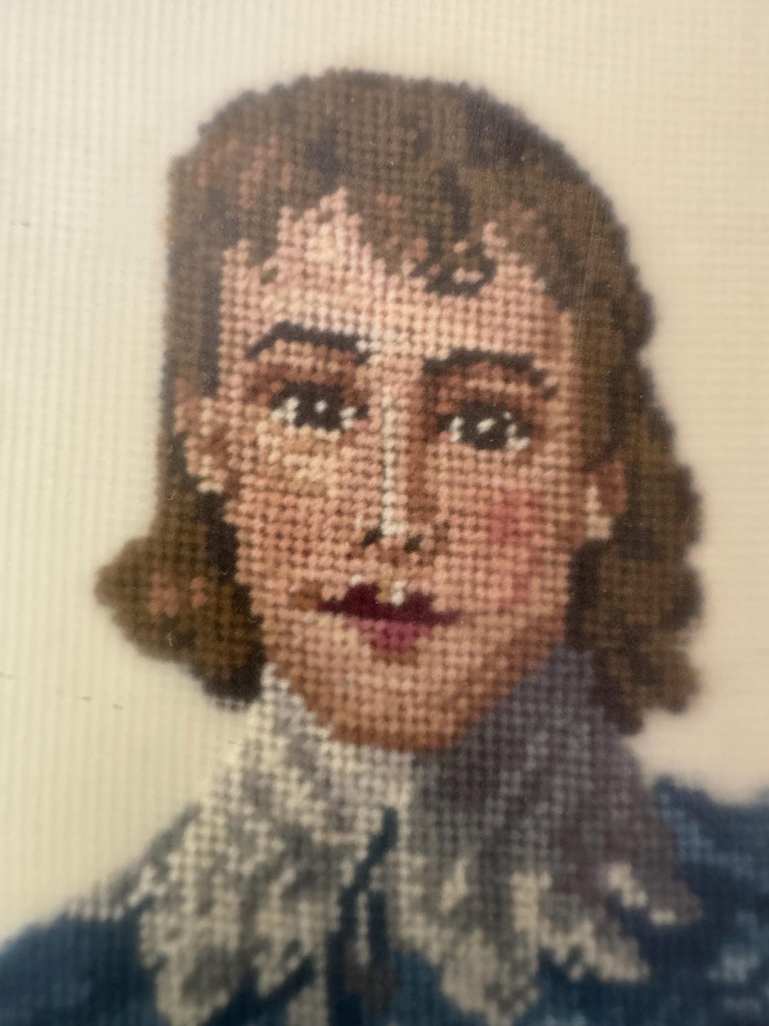 Vintage Framed Needlepoint Blue Boy 16.5 X 24.5 - Etsy