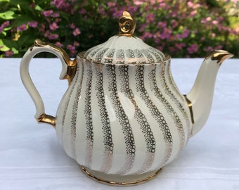 Sadler Teapot Gold and Cream - Etsy