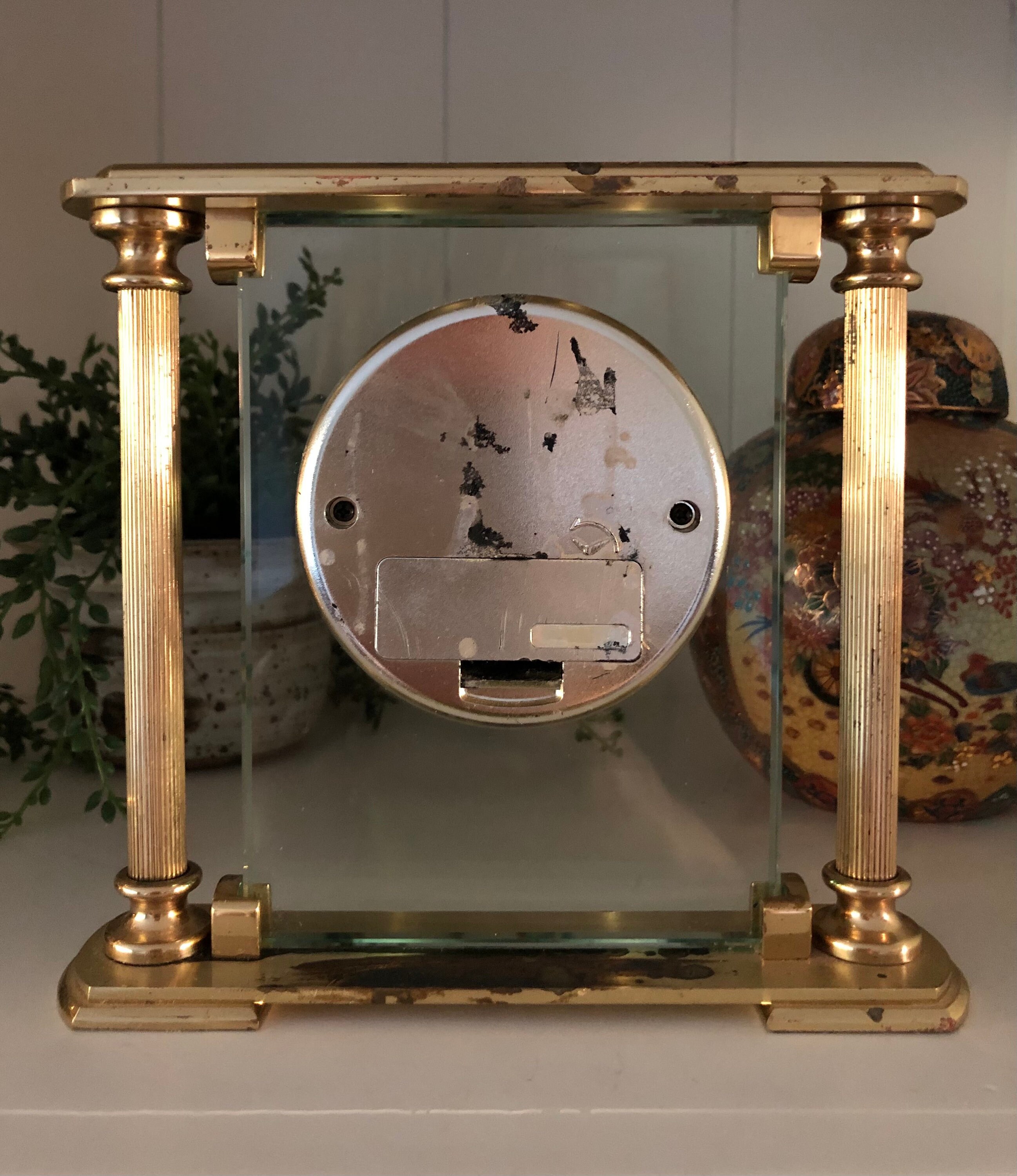 Vintage Birks Brass Desk Clock Floating Face Pillar Mantel - Etsy