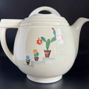 Art Deco Large Teapot | Hall USA Drip-o-lator Mexican Cactus Pattern ...