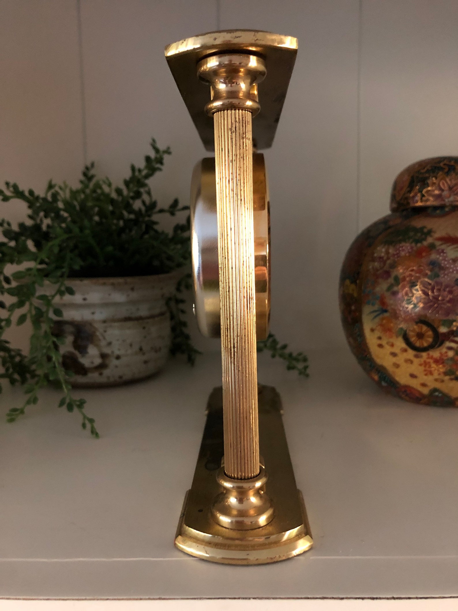 Vintage Birks Brass Desk Clock Floating Face Pillar Mantel - Etsy