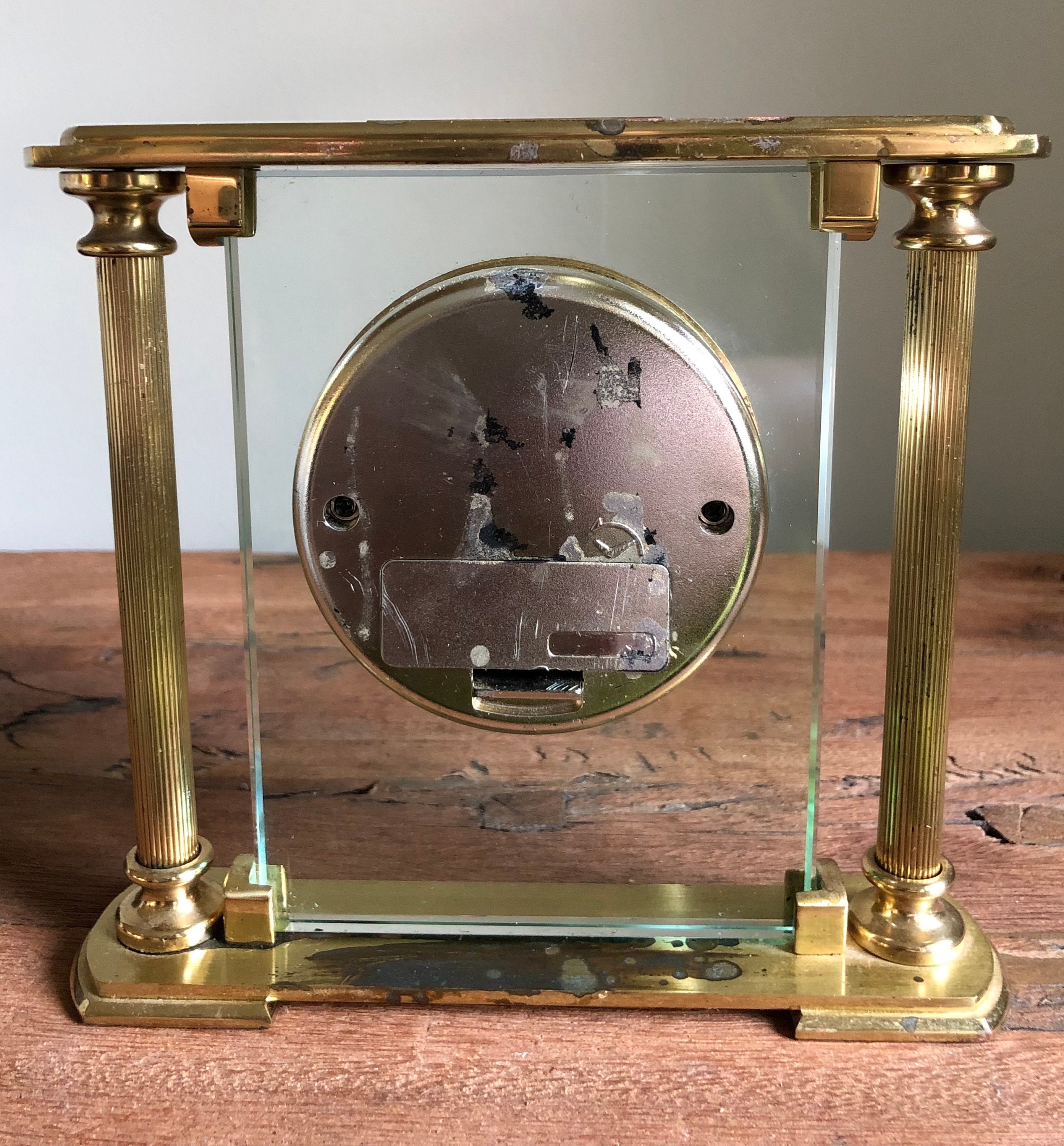 Vintage Birks Brass Desk Clock Floating Face Pillar Mantel - Etsy