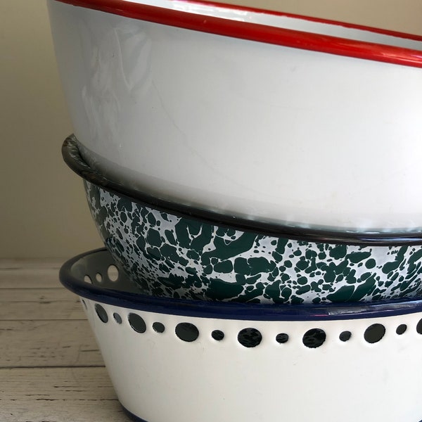 Red Enamel Bowl - Etsy