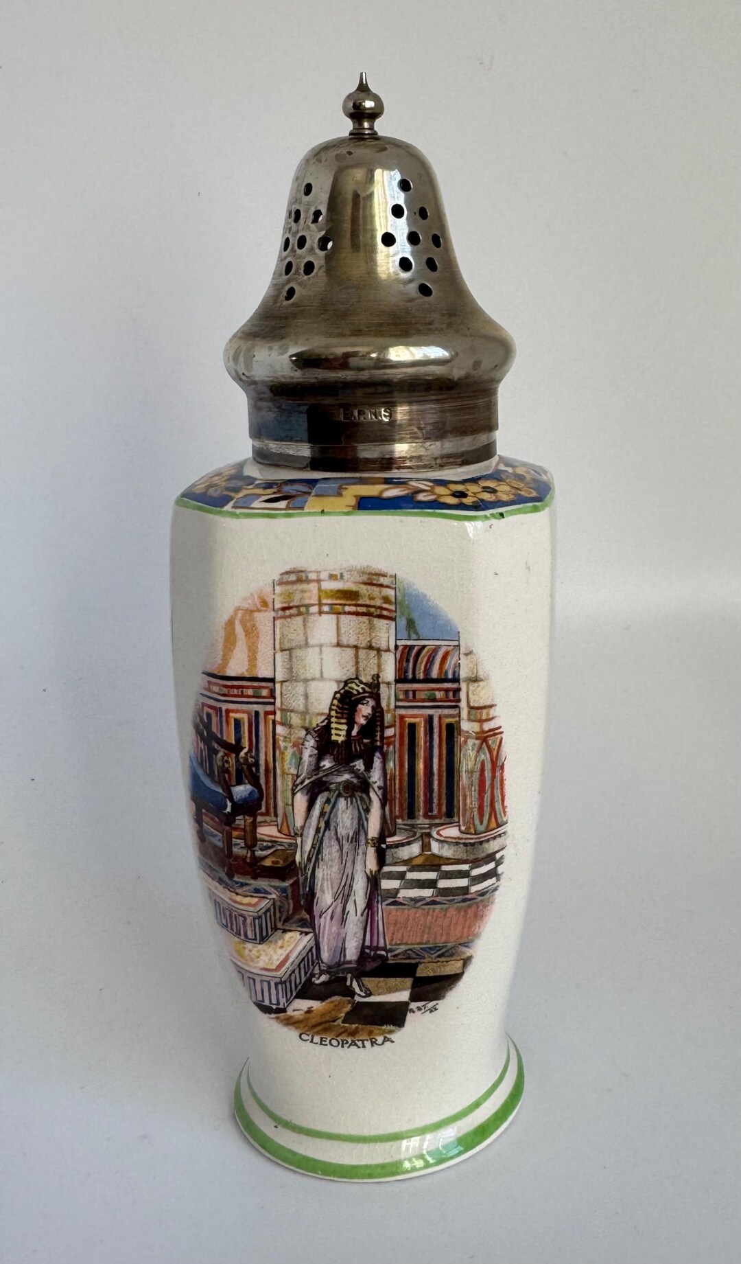 Antique Sugar Shaker Sifter With Silver Plated Lid | Hand Painted ...