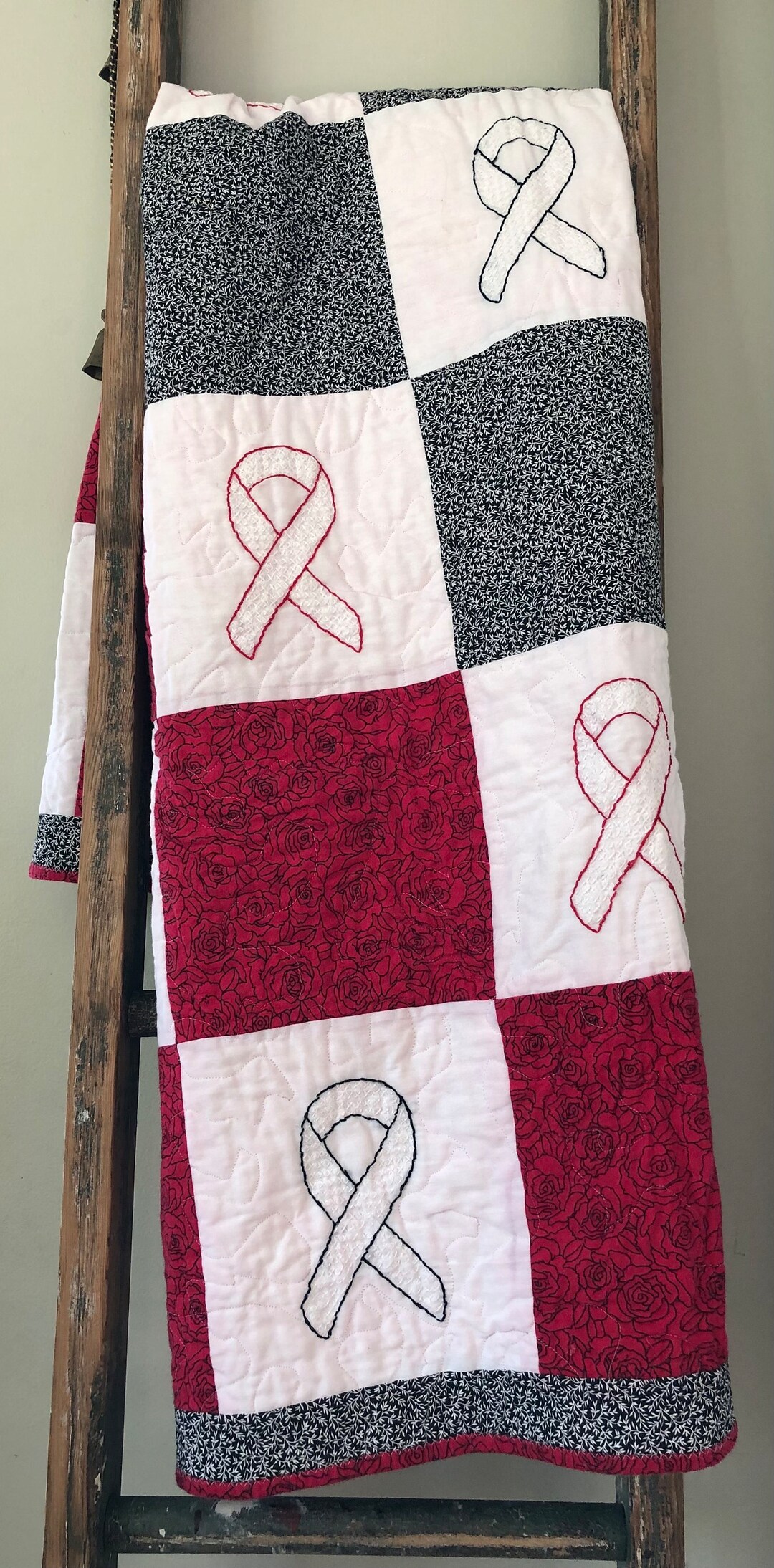 Vintage Breast Cancer Awareness Patchwork Quilt 45 X 60 - Etsy