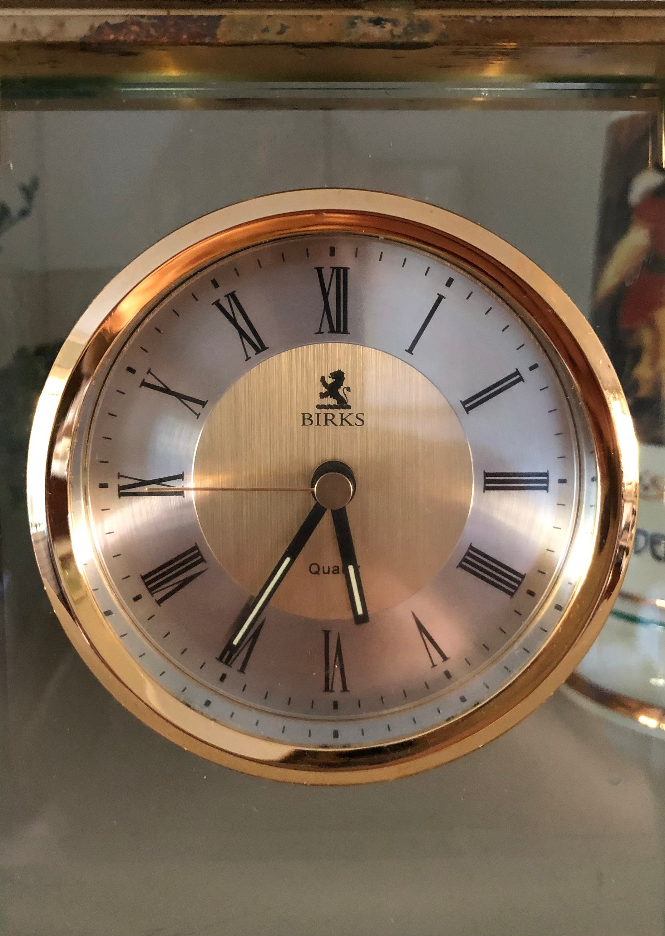 Vintage Birks Brass Desk Clock Floating Face Pillar Mantel - Etsy