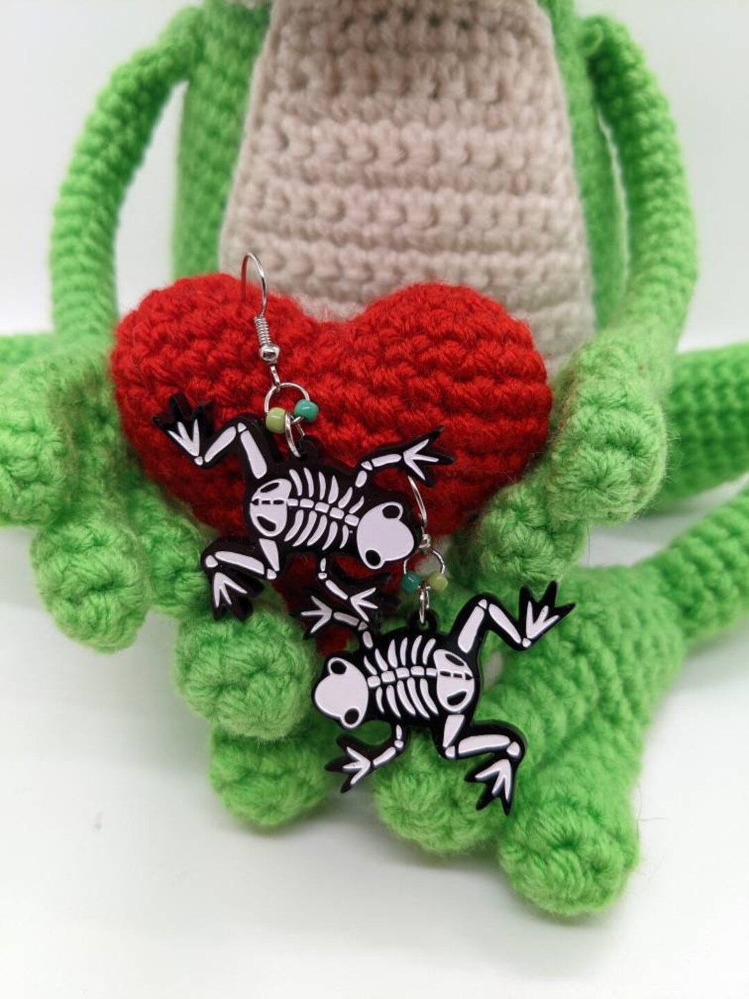 Laser Cut Fun Funky Earrings | Halloween Skelly Frog | Dangle Earrings ...
