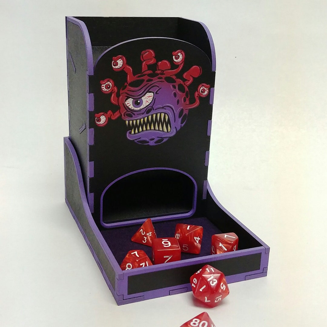 Floating Eye Hand Painted Wood Monster Folding Dice Tower for Tabletop ...