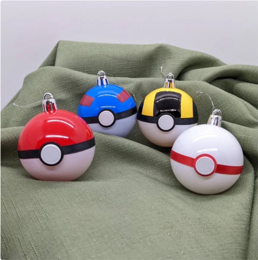 Pokémon Inspired Hand Crafted Round Shatterproof 2.25" Holiday ...