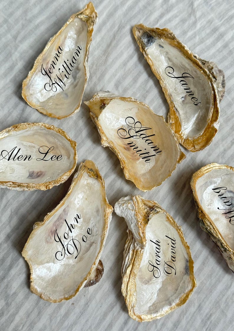 Wholesale Personalized Gold Oyster Shell Place Cards, Oyster Place ...