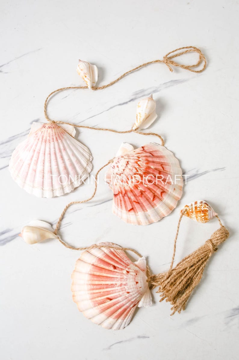 Shell Beach Garland, Seashell Garland, Beach Party Garland, Coastal ...