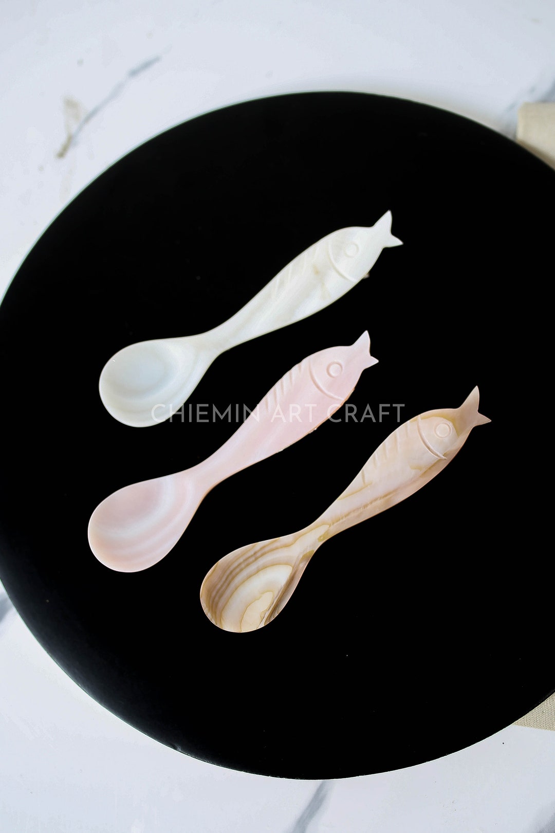 Mother of Pearl Caviar Fish Spoon, Personalized Seashell Spoon,natural ...