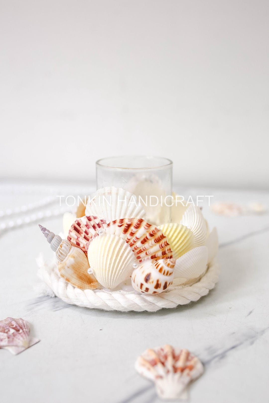 Seashell Centerpiece, Seashell Candle Holder, Coastal Holder, Beach ...