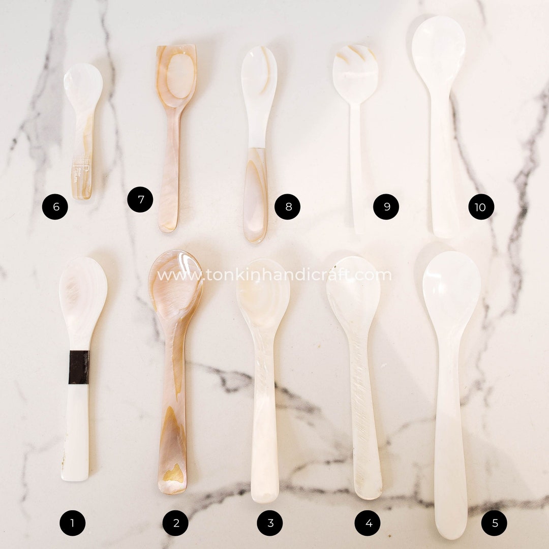Personalized Mother of Pearl Seashell Caviar Spoon, Natural ...