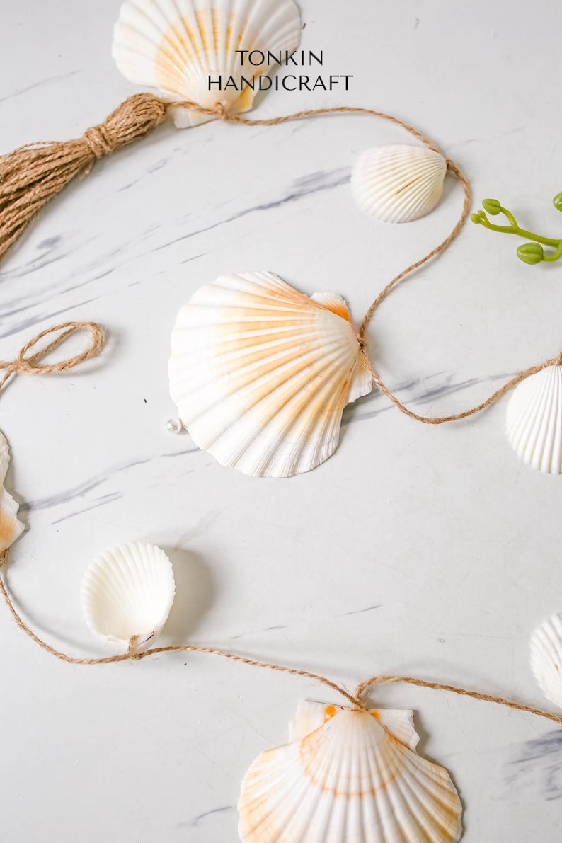 Shell Beach Garland, Seashell Garland, Beach Party Garland, Coastal ...