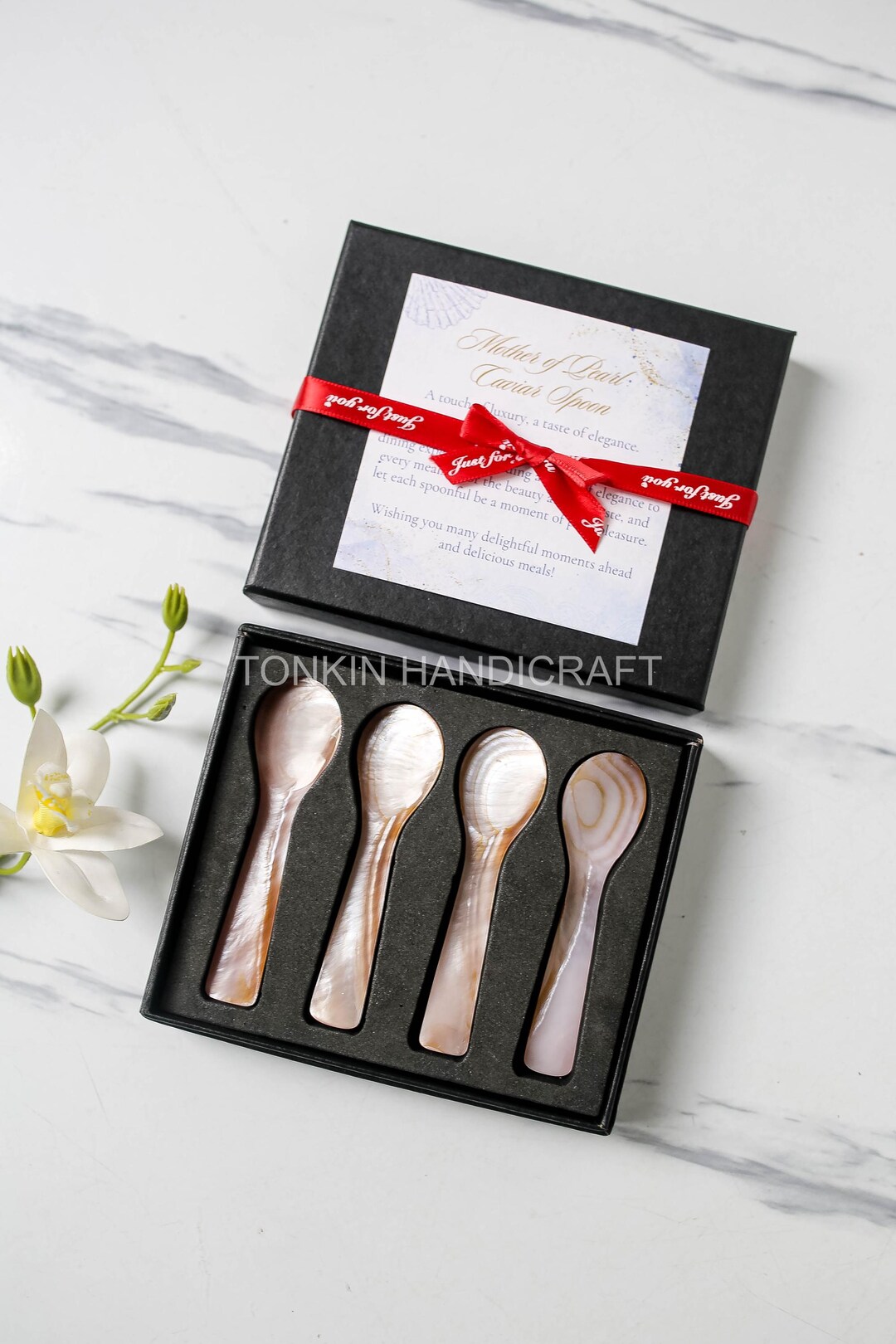 Personalized Mother of Pearl Caviar Spoon Gift Box, Seashell Spoon Gift ...