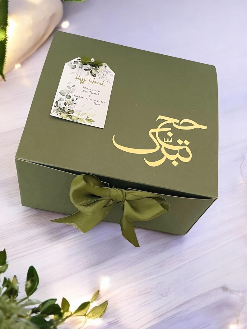 Empty Hajj Tabaruk Gift Boxes – Sage Green (8x8x3.5”) for Perfect Hajj ...