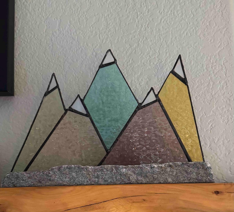 Stained Glass Mountain Scene - Etsy
