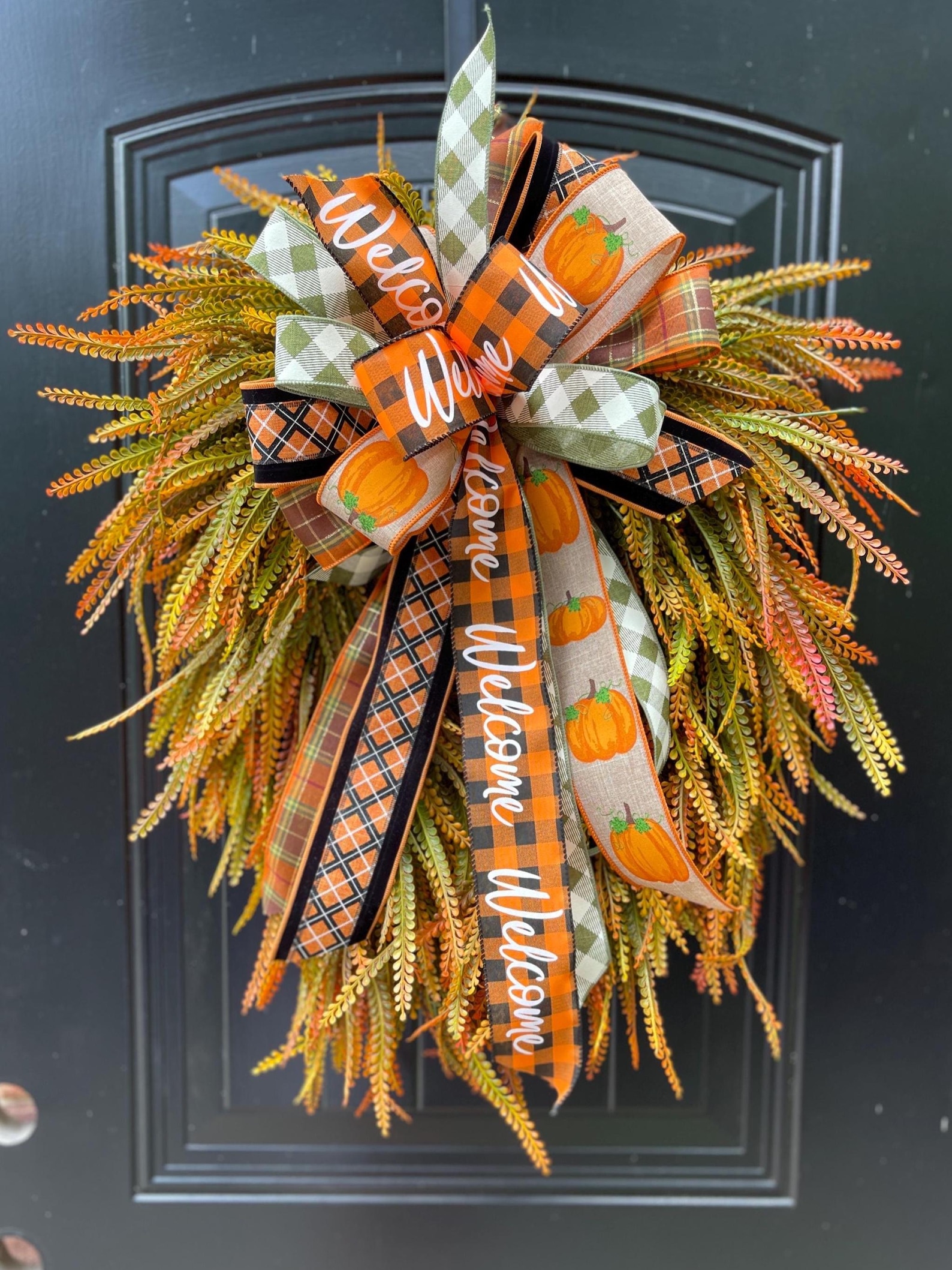 Fall Beaded Grass Wreath for Front Door, Fall Wreath With Cascading ...