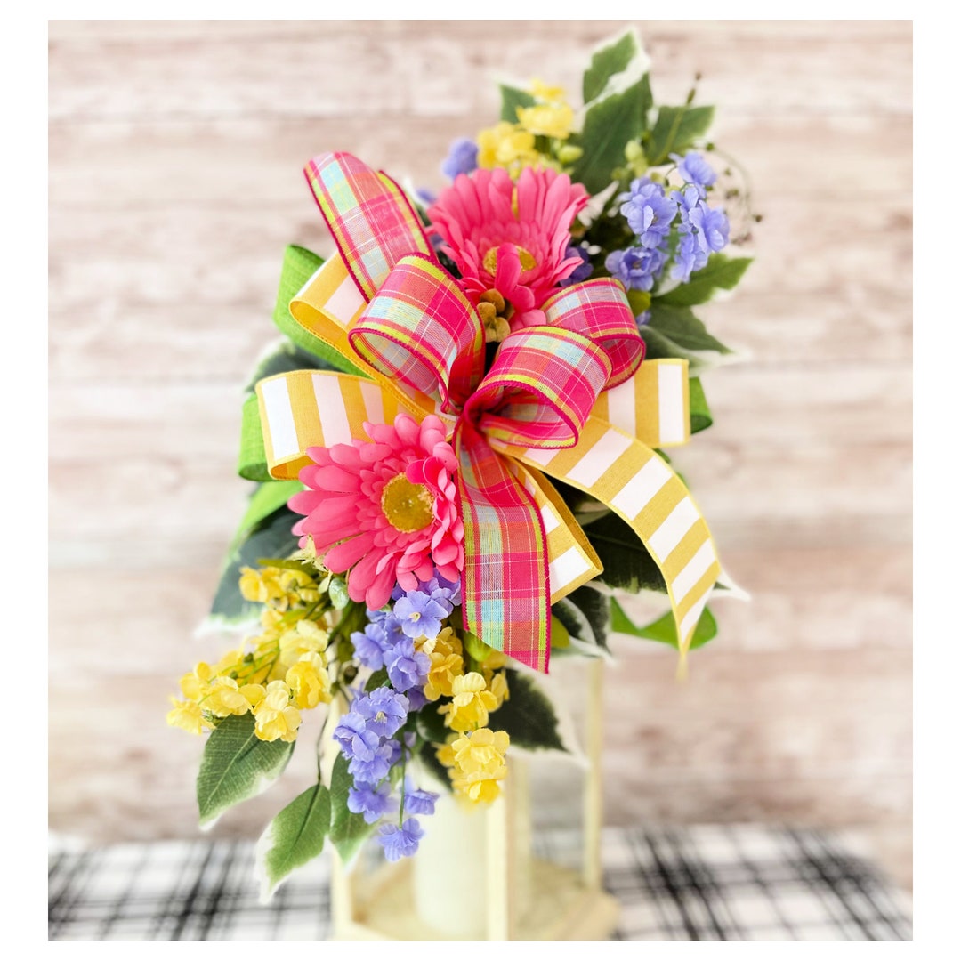 Spring Lantern Swag, Lantern Centerpiece With Flowers, Spring Lantern ...