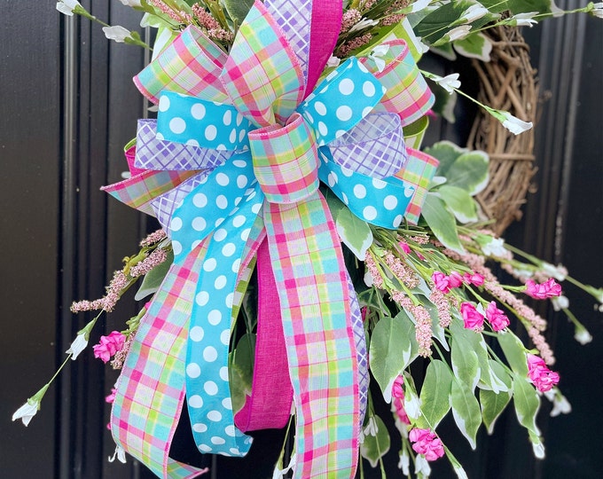 Spring Wreath Bow, Large Bow for Spring and Summer, Spring Bow for ...