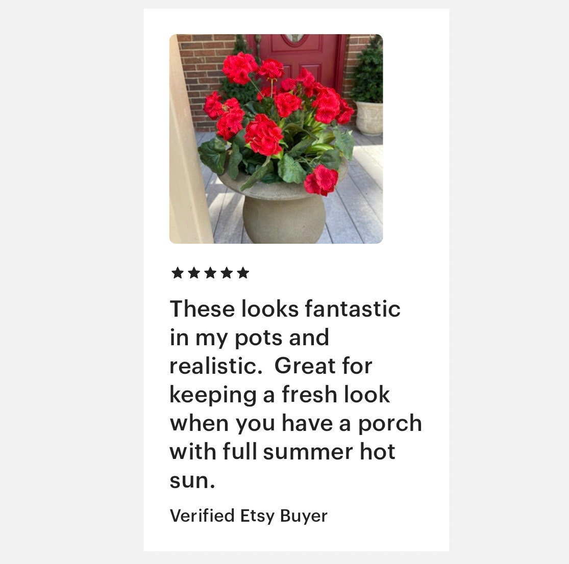Red Geranium Urn Filler, Artificial Flowers for Outdoors, Faux Geranium ...