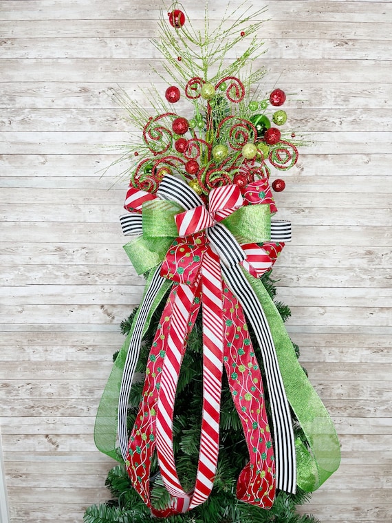 Whimsical Tree Topper Red and Green Tree Topper Christmas - Etsy