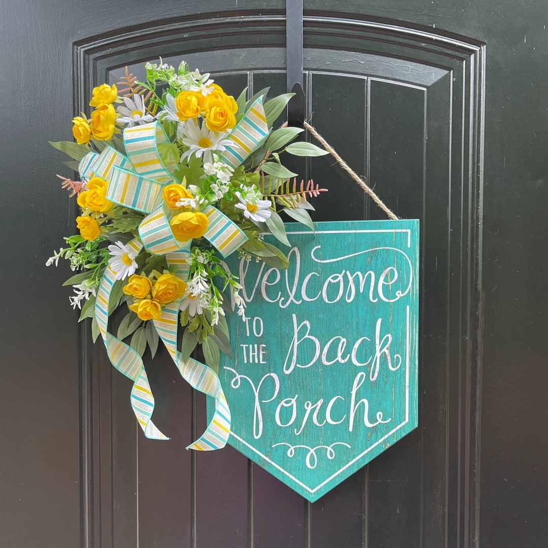 Welcome to the Back Porch Sign With Bow, Blue Welcome Sign for Front ...