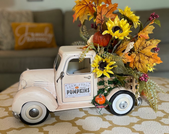 Fall Truck Centerpiece Fall Truck and Pumpkin Arrangement - Etsy