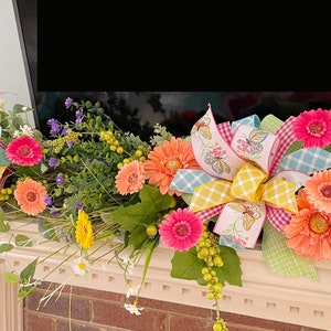 Spring Floral Garland, Spring Garland for Mantle, Easter Mantle Decor ...