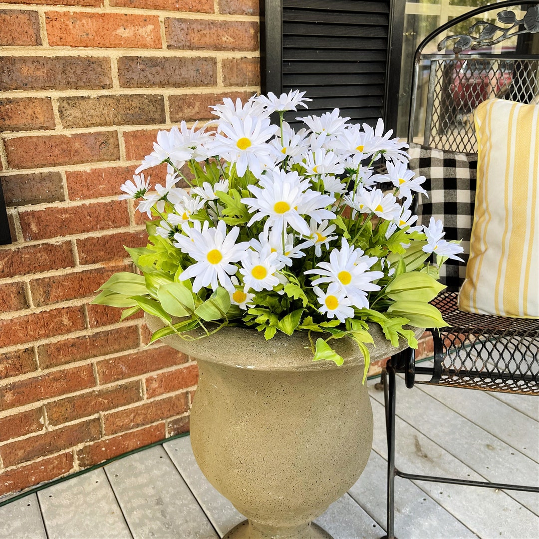 Urn Filler for Spring, Spring Front Porch Planter With Faux Daisies ...