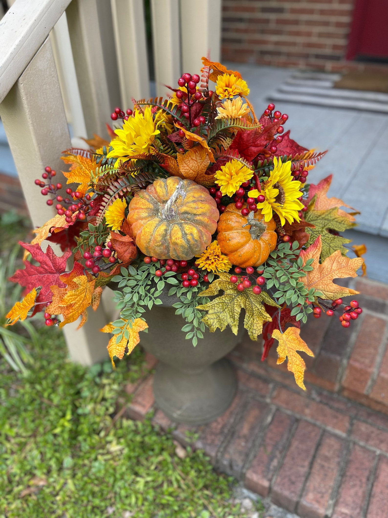 Fall Front Porch Planter, Fall Urn Filler for Outdoors, Fall Floral ...