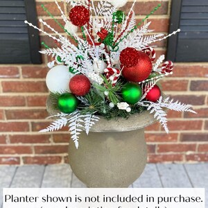 Christmas Urn Filler With Ornaments for Front Porch, Faux Planter Drop ...