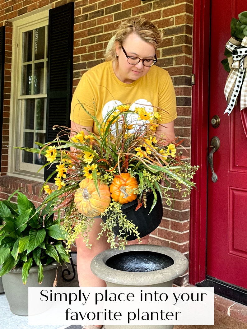 Fall Front Porch Planter, Fall Urn Filler for Outdoors, Fall Floral ...