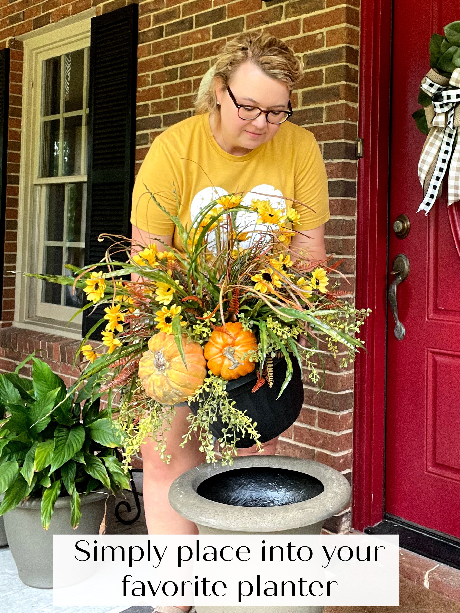 Fall Front Porch Planter, Fall Urn Filler for Outdoors, Fall Floral ...