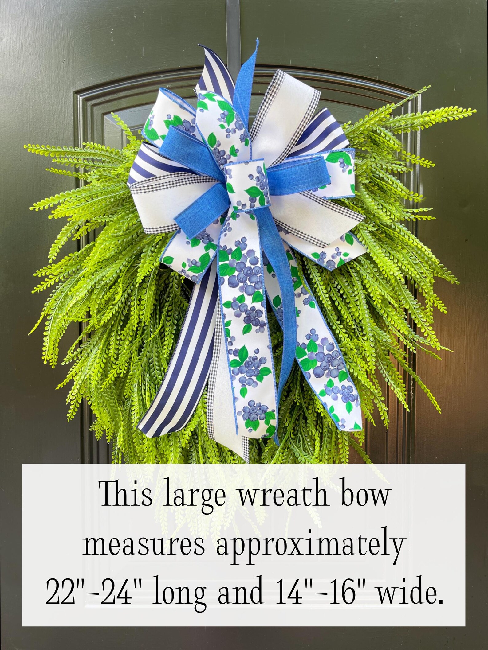 Blueberry Bow for Front Porch Wreath, Large Interchangeable Bow for ...