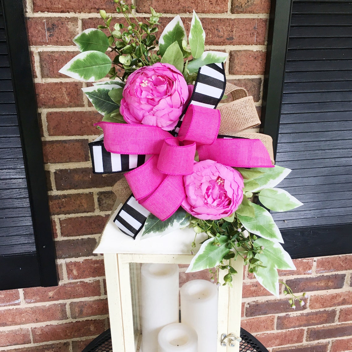 Pink Peony Lantern Swag LARGE Summer Lantern Swag Summer - Etsy